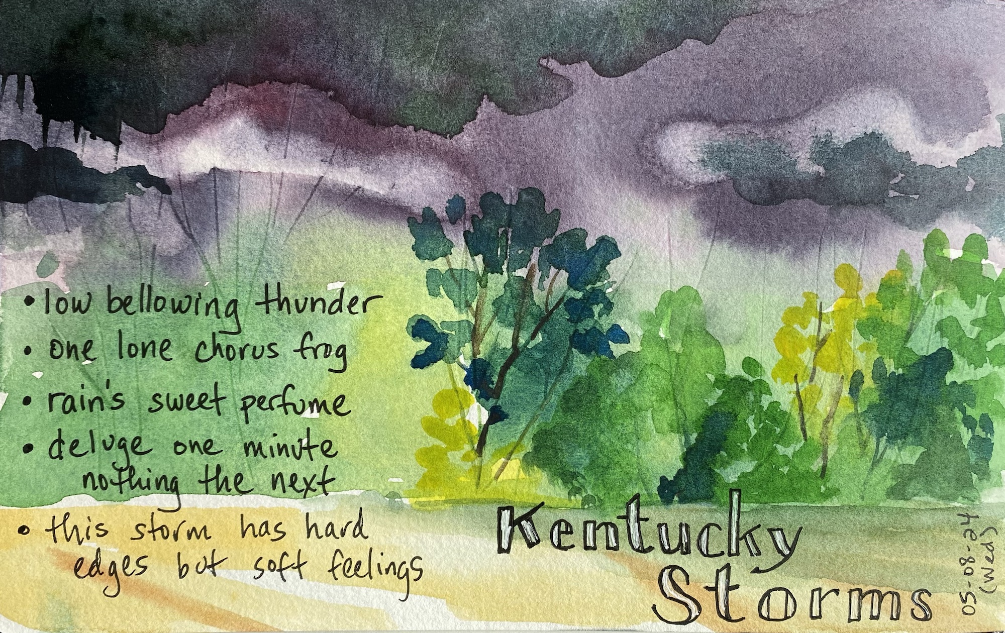romance of a gentle storm – watercolor – Let's Paint Nature!